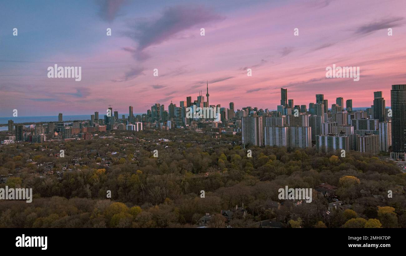 The Toronto city with Pink Sunset from Don Valley Stock Photo - Alamy