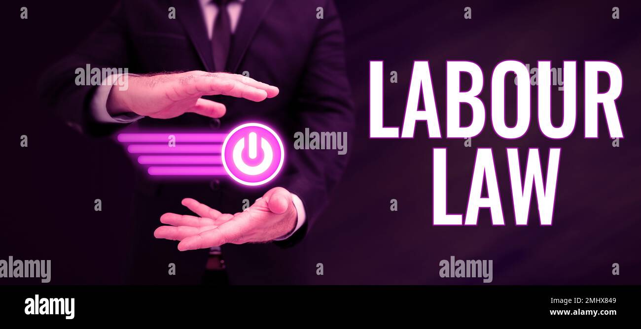 Hand writing sign Labour Law. Word Written on Rules implemented by the ...