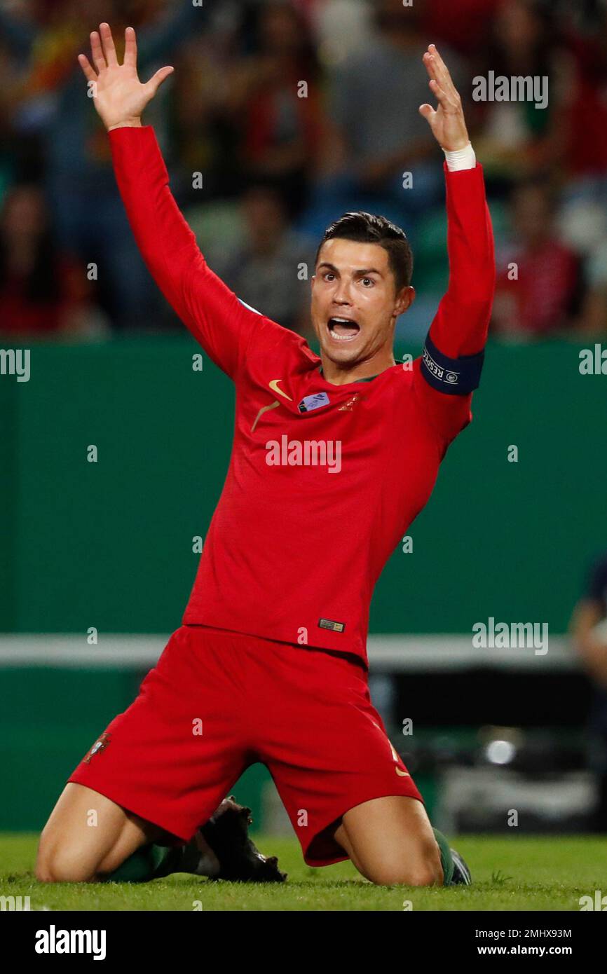 Portugal's Cristiano Ronaldo gestures during the Euro 2020 group B ...