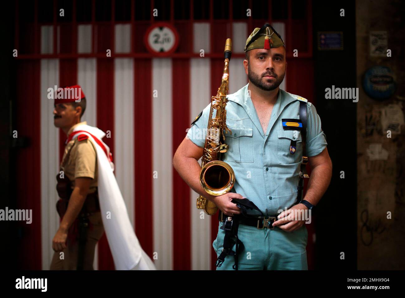 A member of La Legion, an elite unit of the Spanish Army poses for a ...