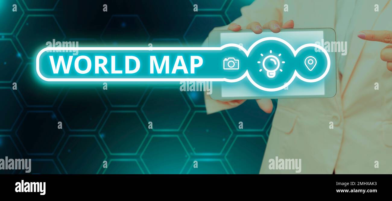 Writing displaying text World Map. Internet Concept a diagrammatic ...