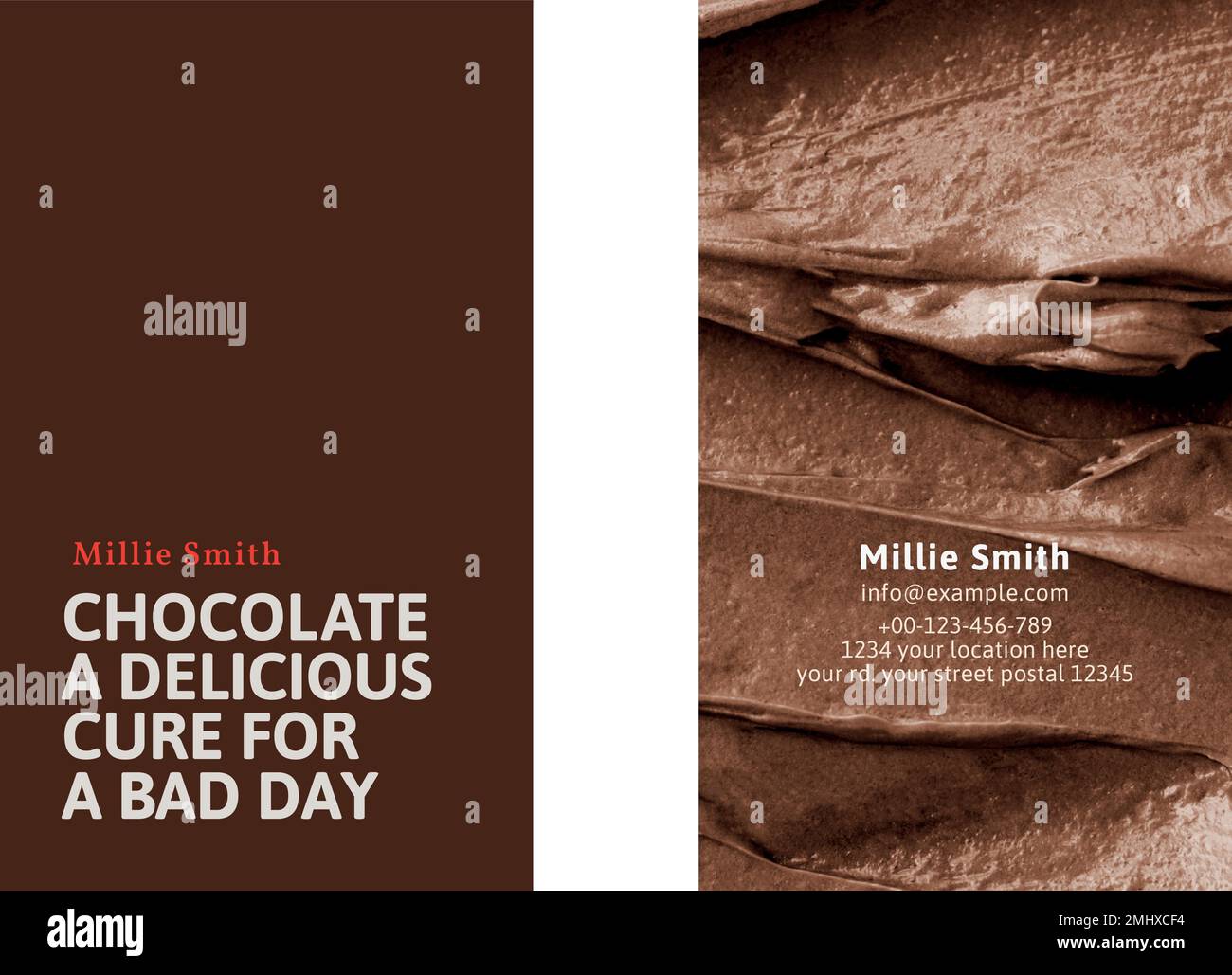 Chocolate business card template vector in brown with frosting texture ...