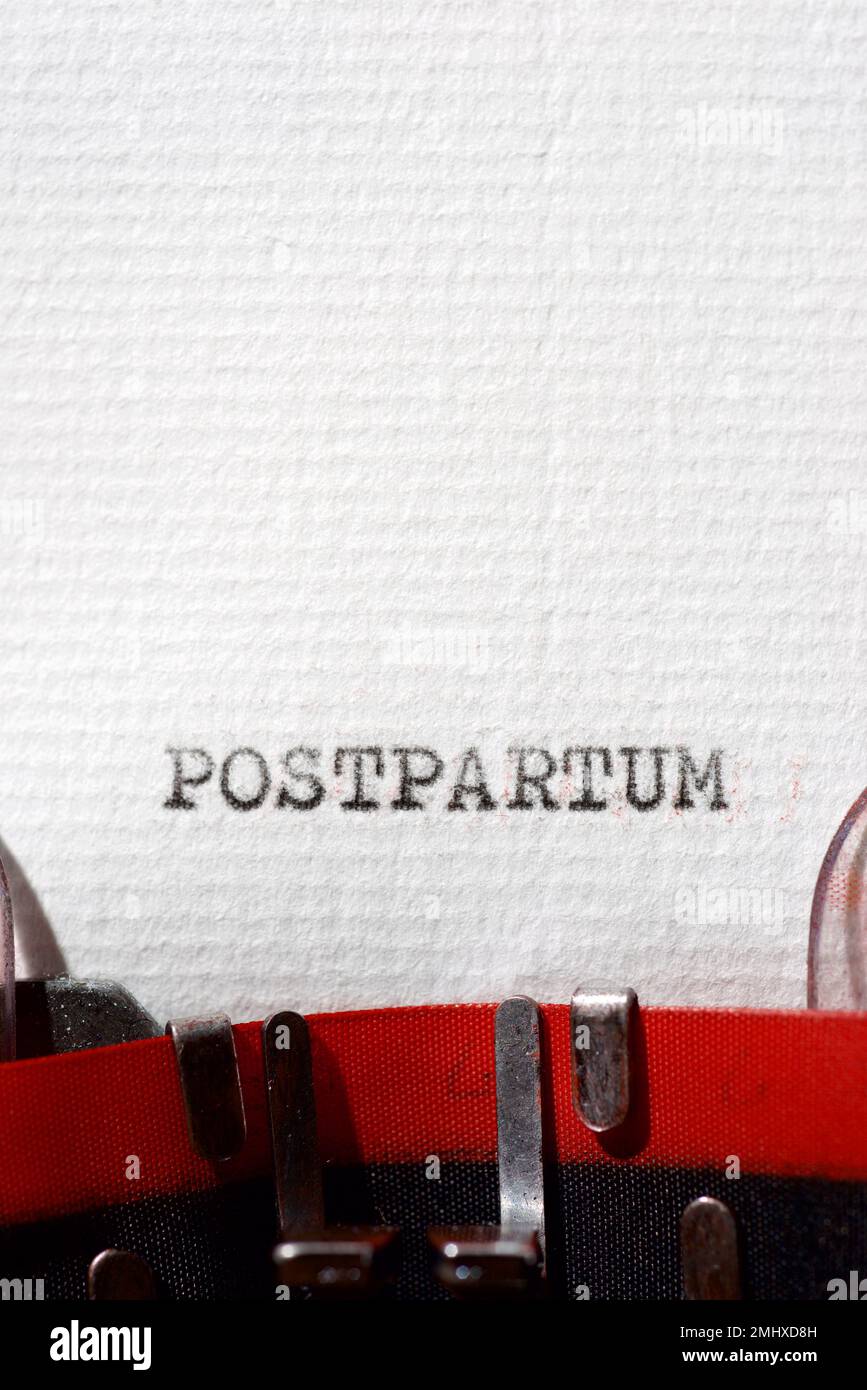 Postpartum word written with a typewriter Stock Photo - Alamy