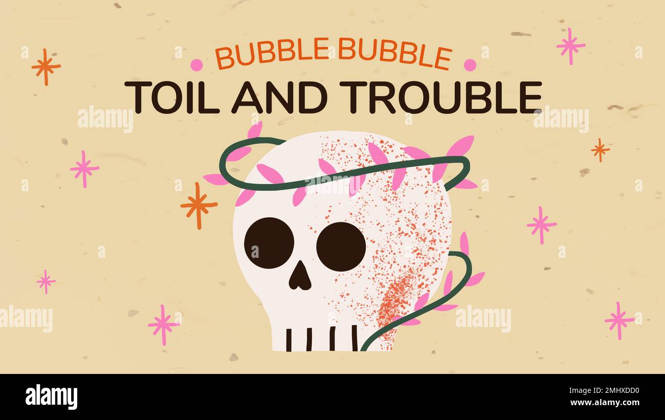 Halloween banner template vector, cute skull illustration Stock Vector ...