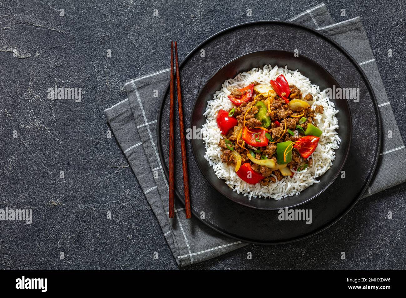crispy ground beef with stir-fried veggies and a sticky-sweet orange ...