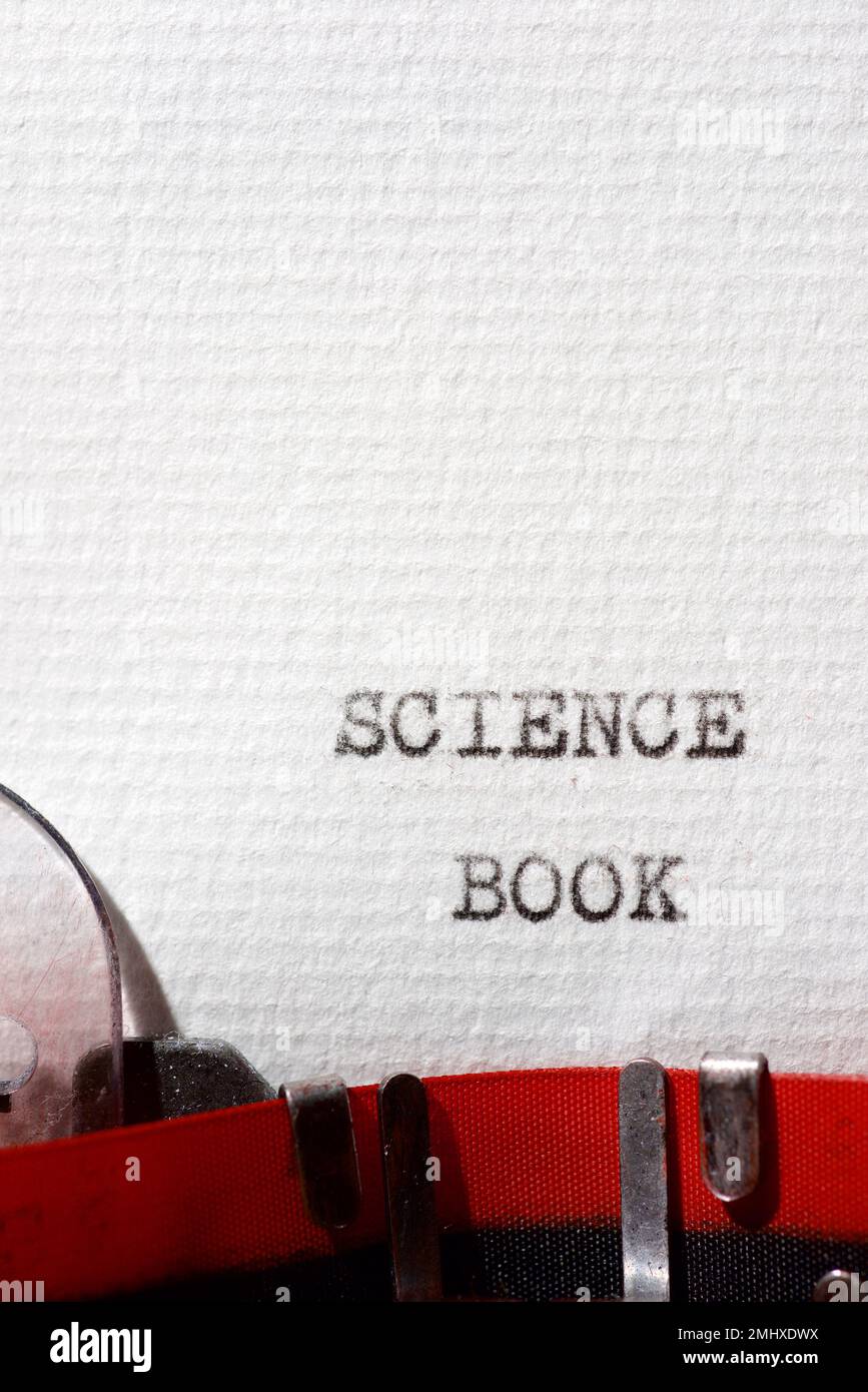 Science book text written with a typewriter Stock Photo - Alamy