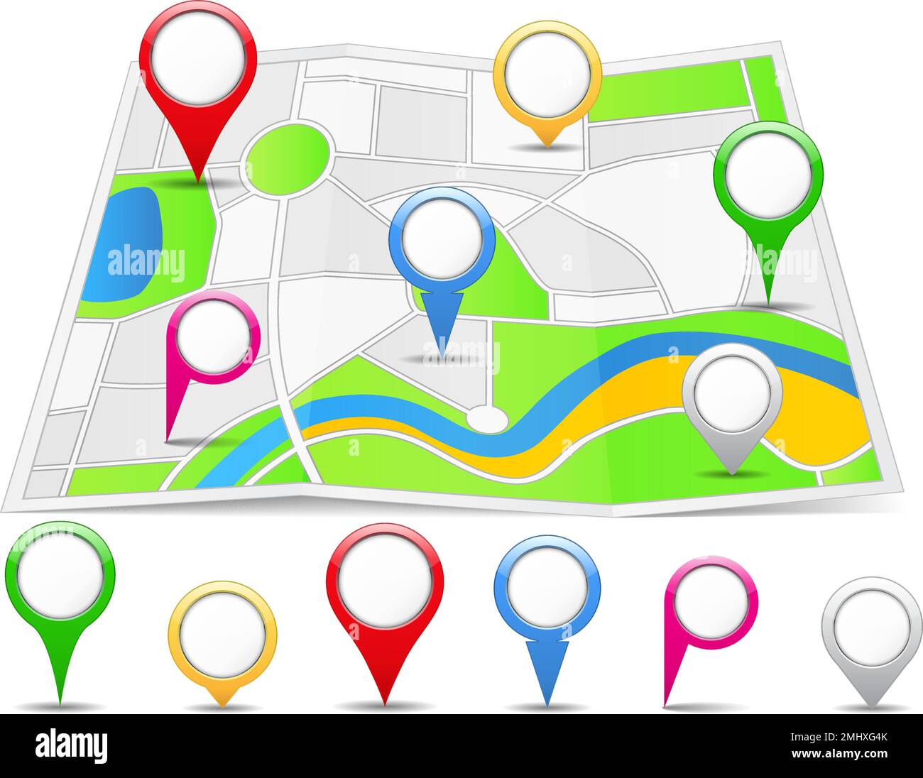 Abstract map with different map pins, vector eps10 illustration Stock ...
