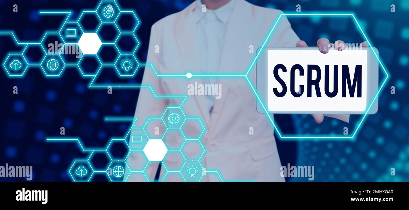 Sign displaying Scrum. Conceptual photo handwriting as distinct from ...