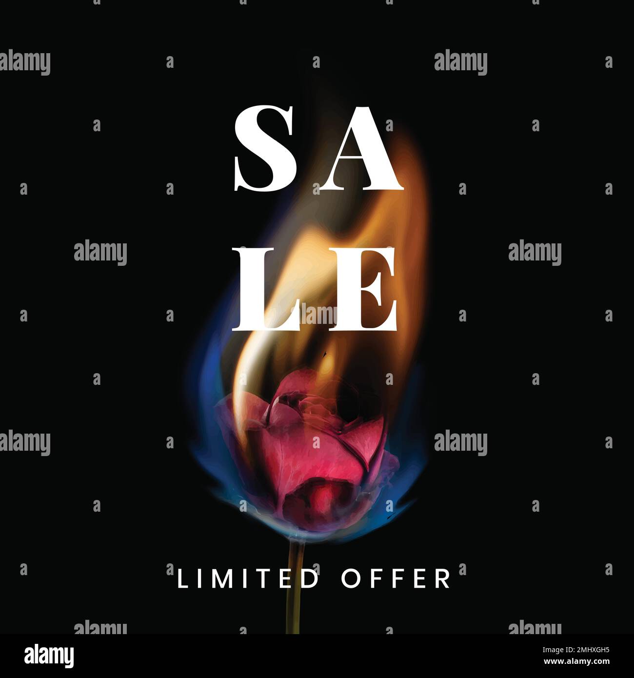 Aesthetic sale template, realistic flame image for business ...