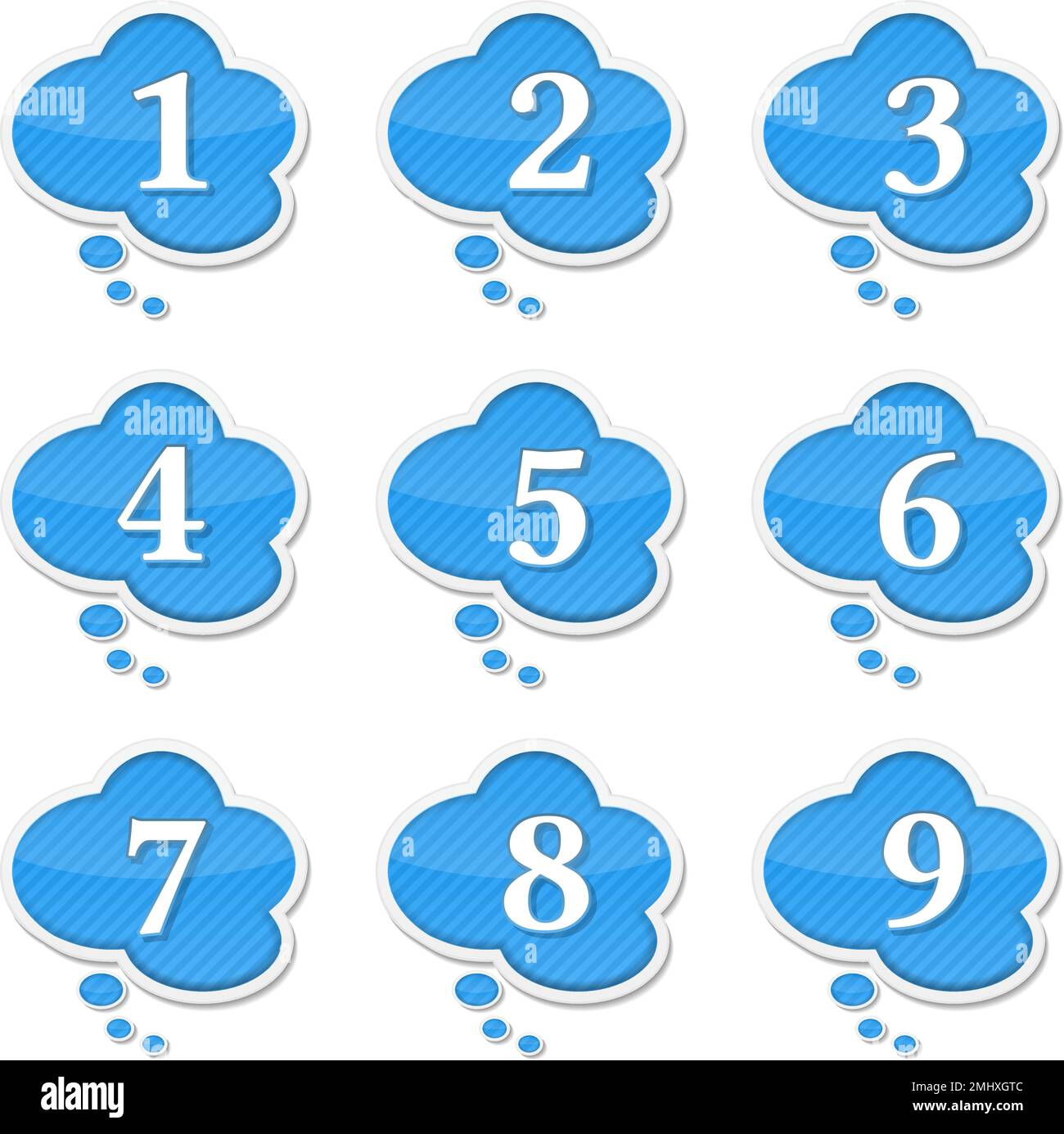 Set of blue speech bubbles with numbers, vector eps10 illustration ...
