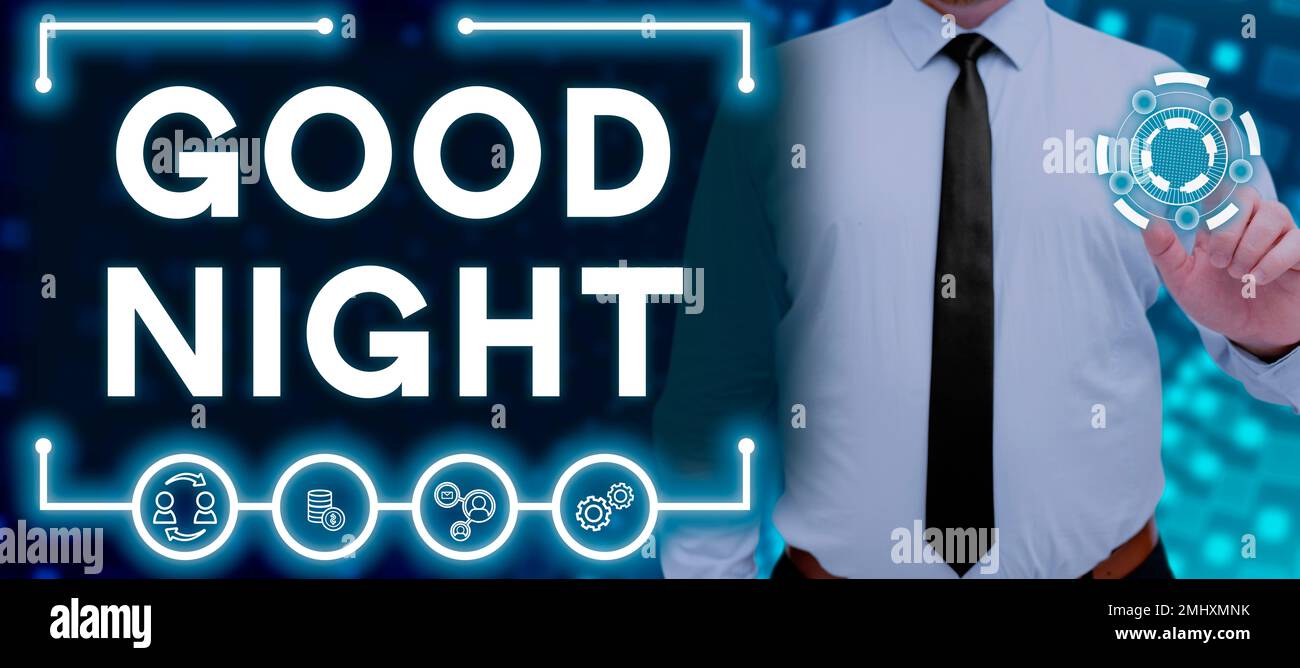 Text sign showing Good Night. Business overview expressing good wishes ...
