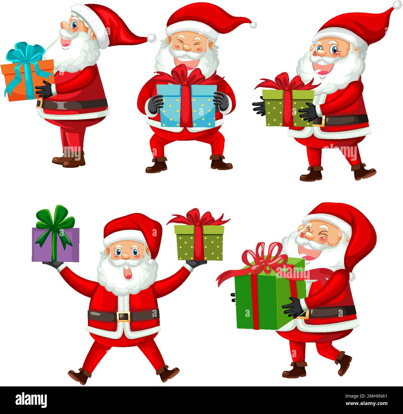Christmas Santa Claus cartoon character set illustration Stock Vector Image & Art - Alamy