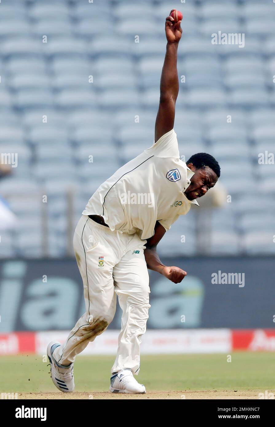 South Africa's Kagiso Rabada bowls during the second cricket test match ...