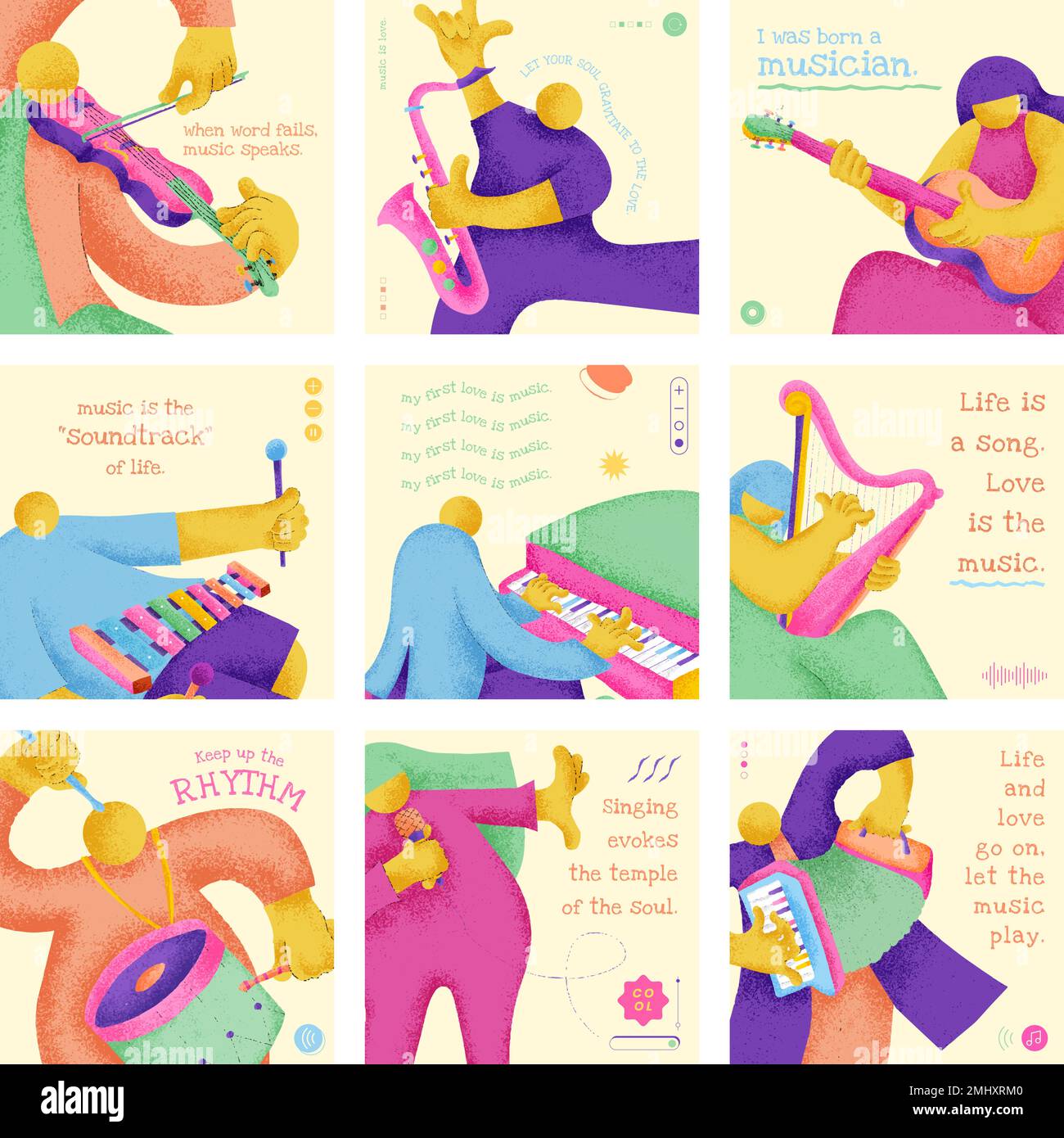 Editable musician template vector flat design with inspiring musical ...