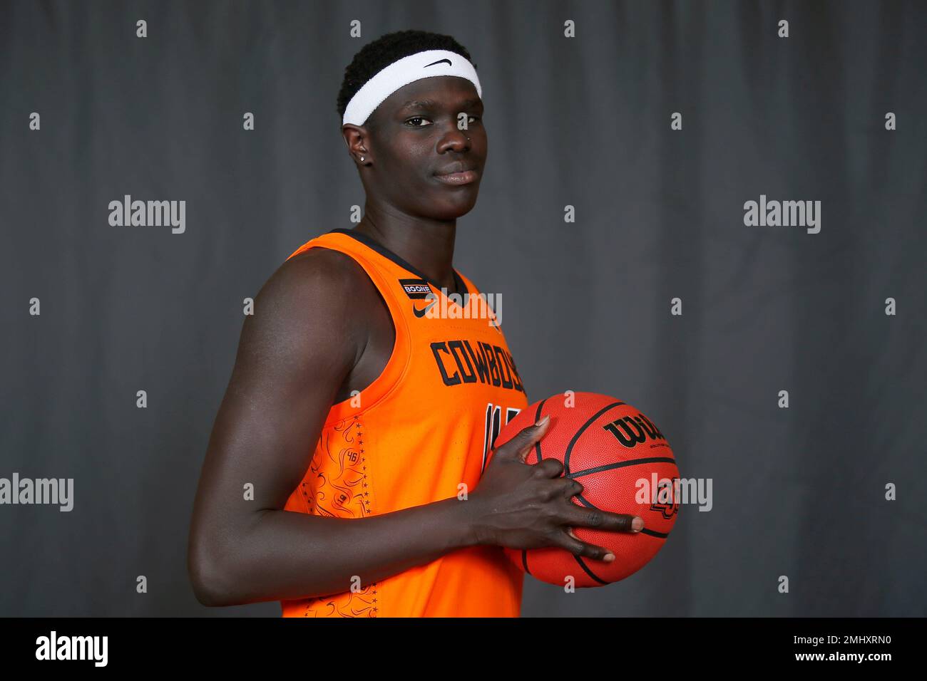 Oklahoma State forward Yor Anei poses for a photo during media day ...
