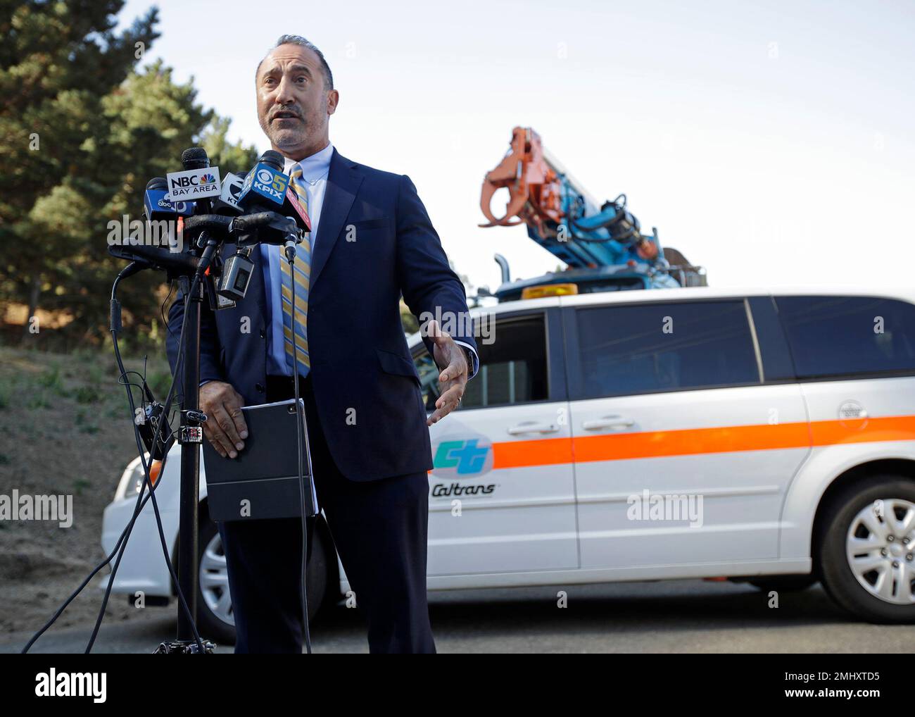 Caltrans Bay Area Director Tony Tavares gestures while speaking during ...