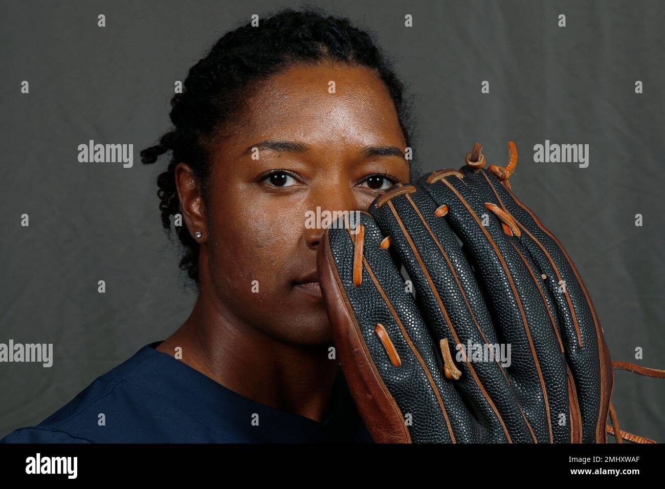 Outfielder Michelle Moultrie poses for a photo during media day at the ...