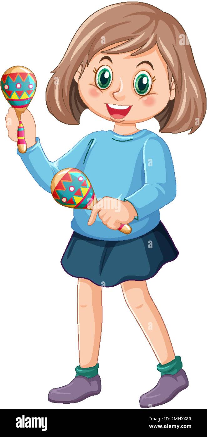 Girl playing maracas vector illustration Stock Vector Image & Art - Alamy