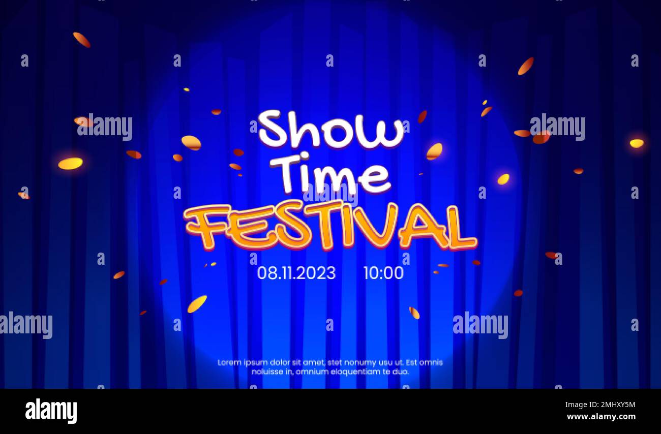 Show or festival announcement banner template. Vector cartoon ...