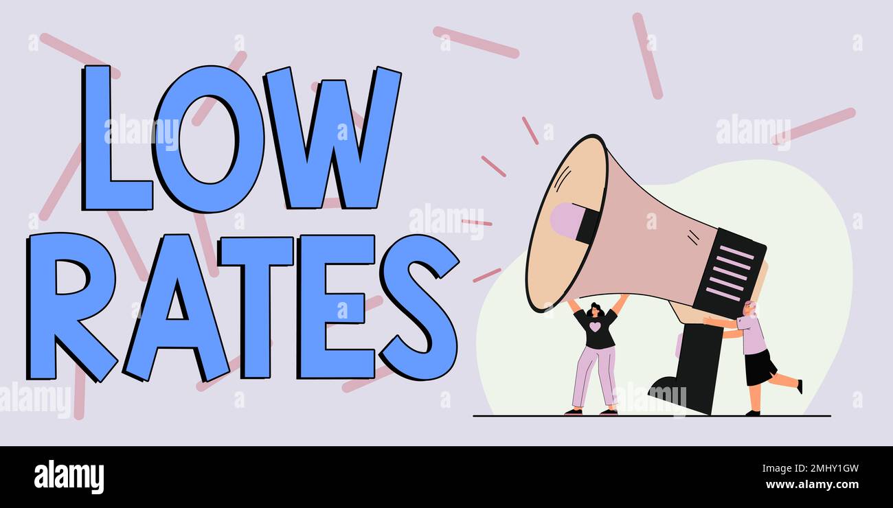 Handwriting text Low Rates. Conceptual photo A cost of an item or ...