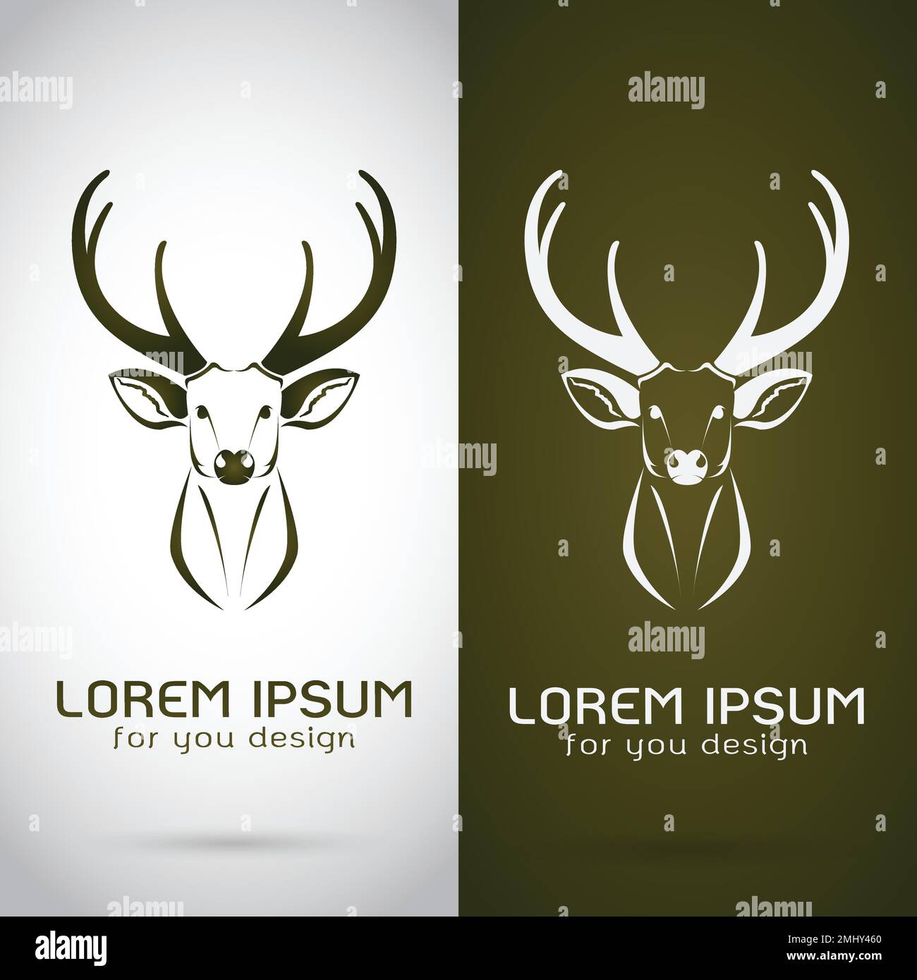 Vector image of deer design on white background and brown background ...