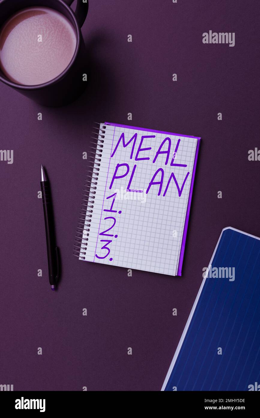Inspiration showing sign Meal Plan. Concept meaning arrangement scheme ...
