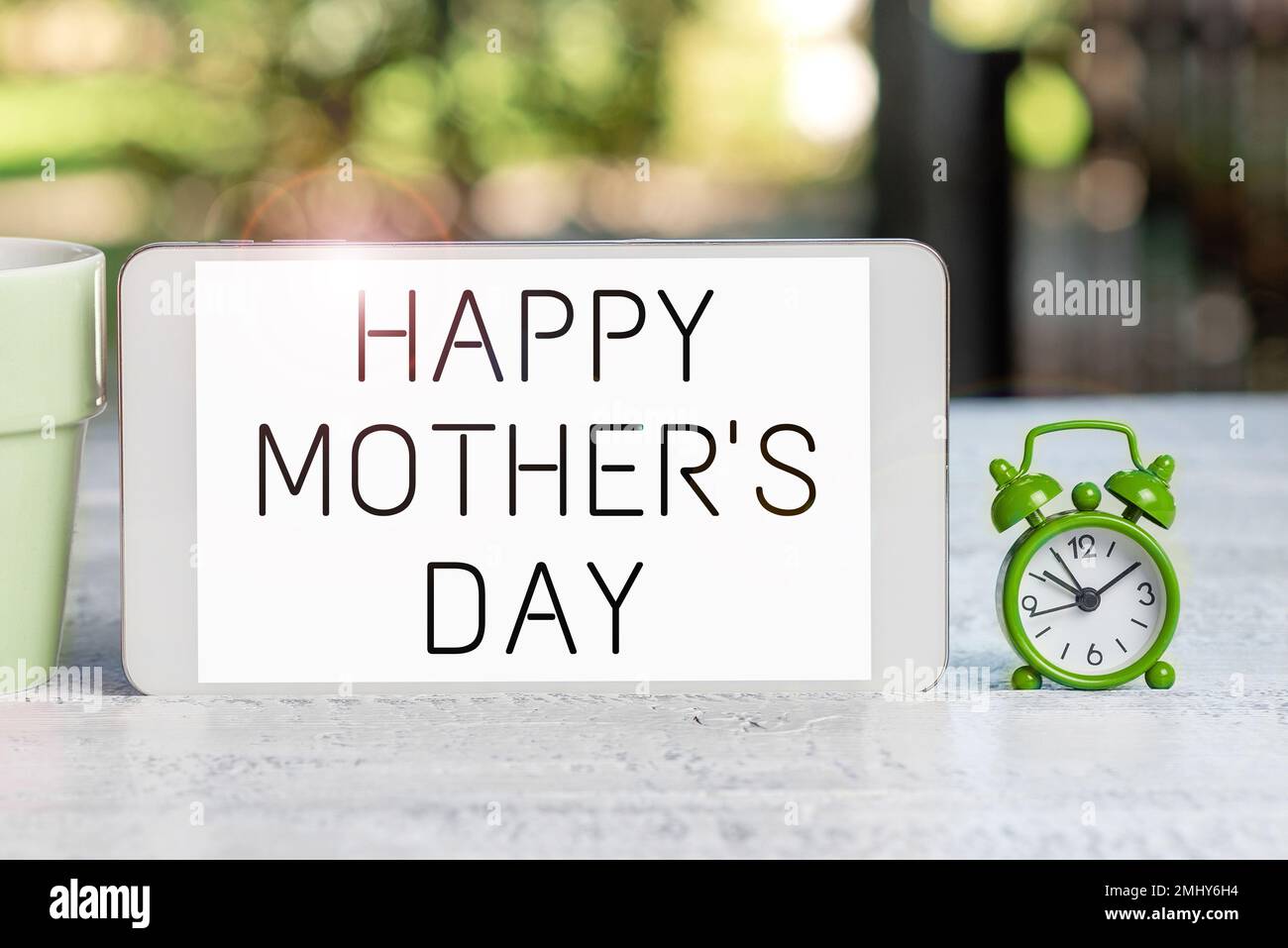 Hand writing sign Happy Mother's Day. Word for celebrated in honor of ...