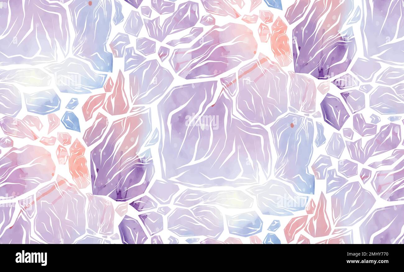 Vector watercolor seamless pattern with broken stones. Earthquake and ...