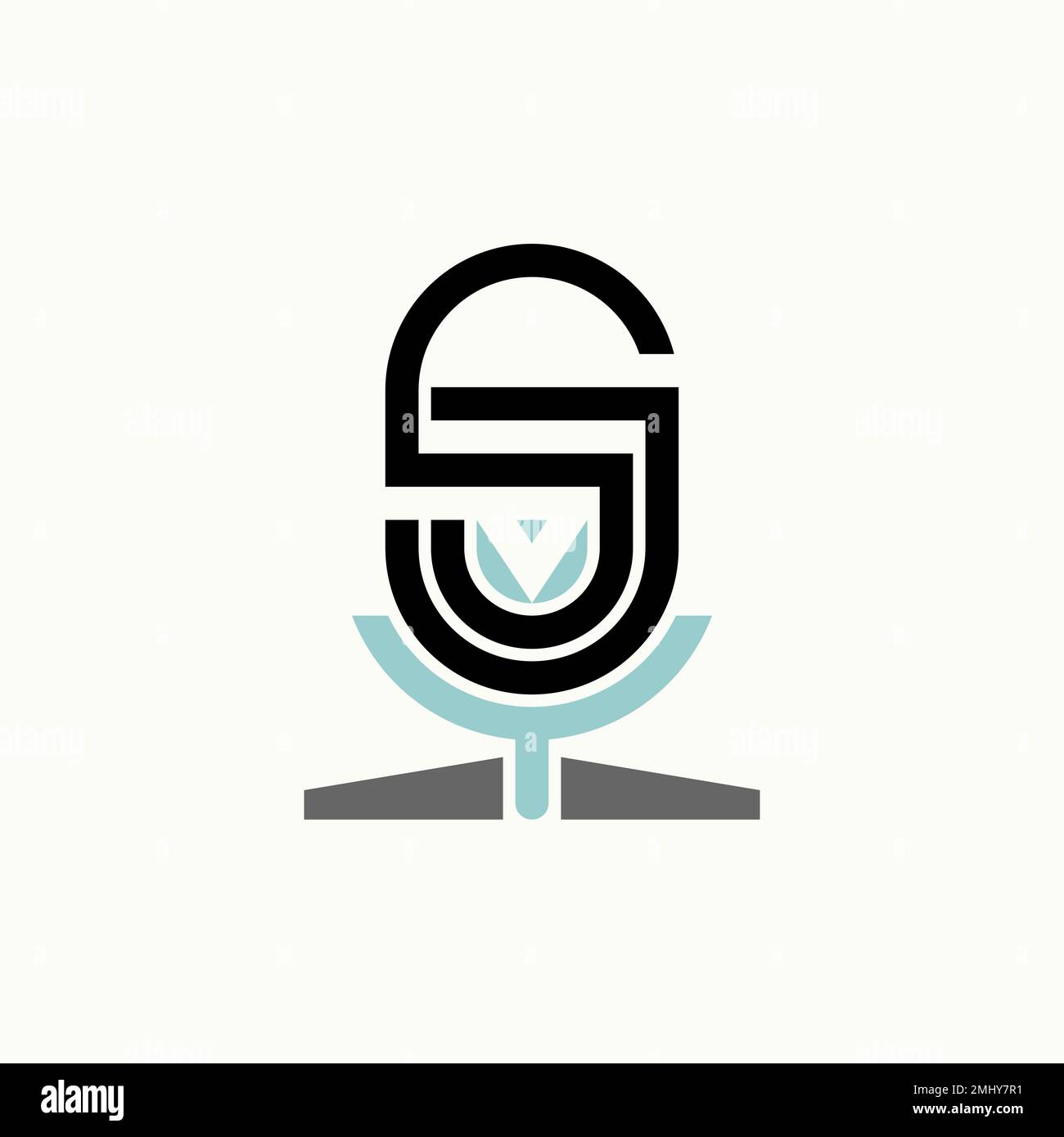 Simple and unique letter or word S or SJV font in creative microphone ...