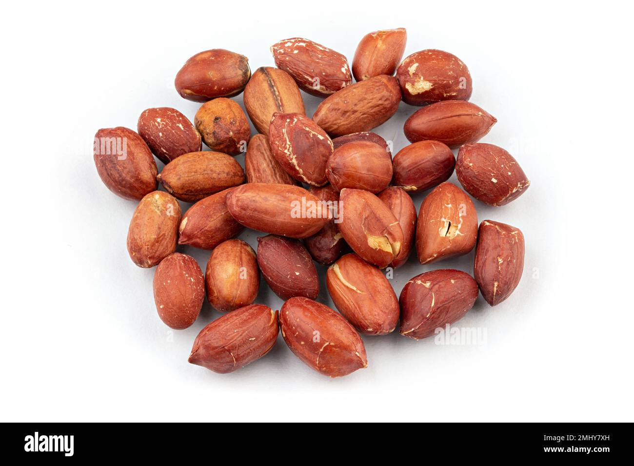 Dried peanuts in closeup isolated on white background. Natural ...