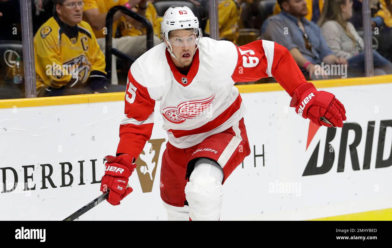 Detroit Red Wings defenseman Danny DeKeyser plays against the Nashville ...