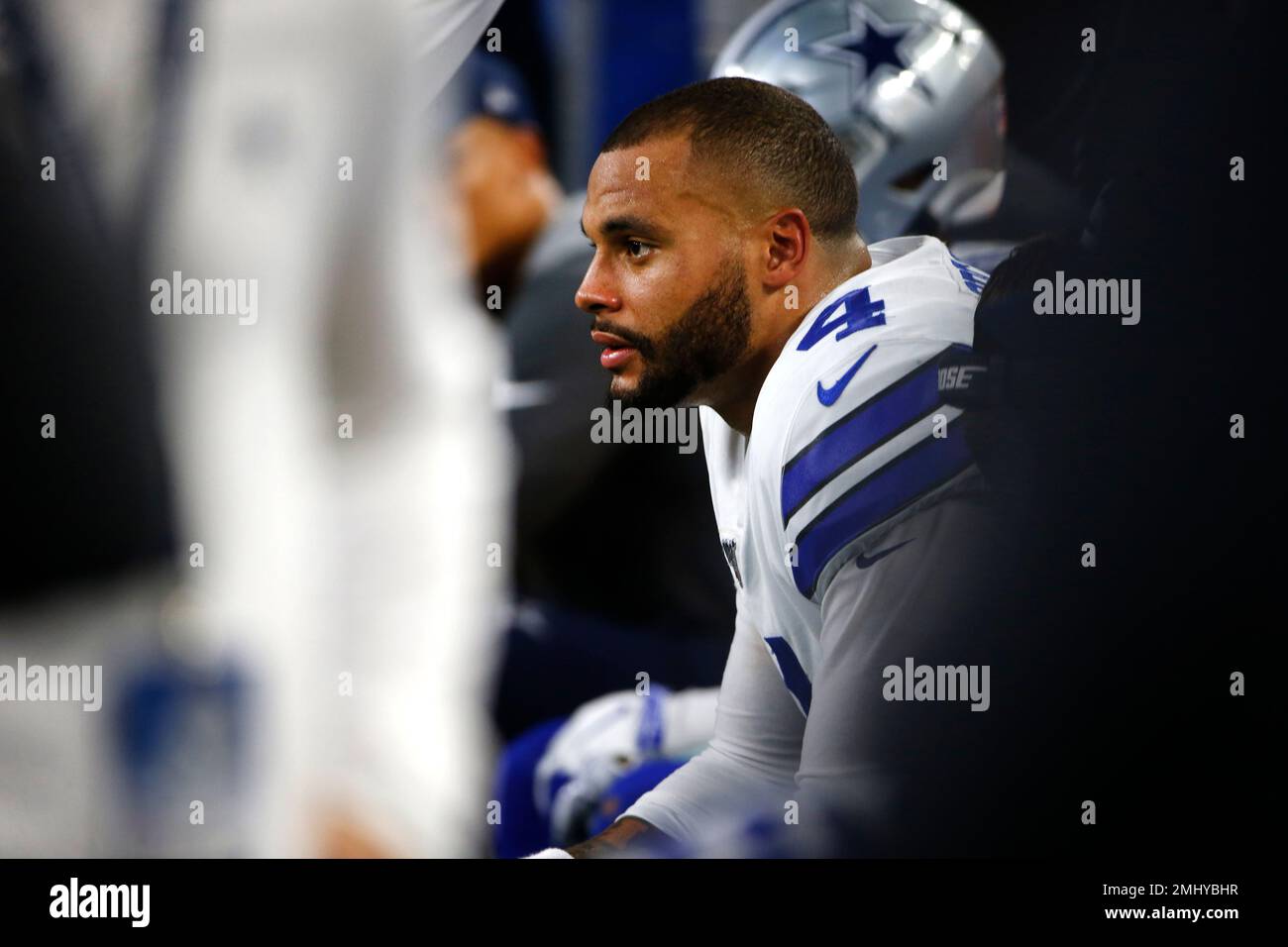 Dallas Cowboys quarterback Dak Prescott (4) looks on against the Green ...