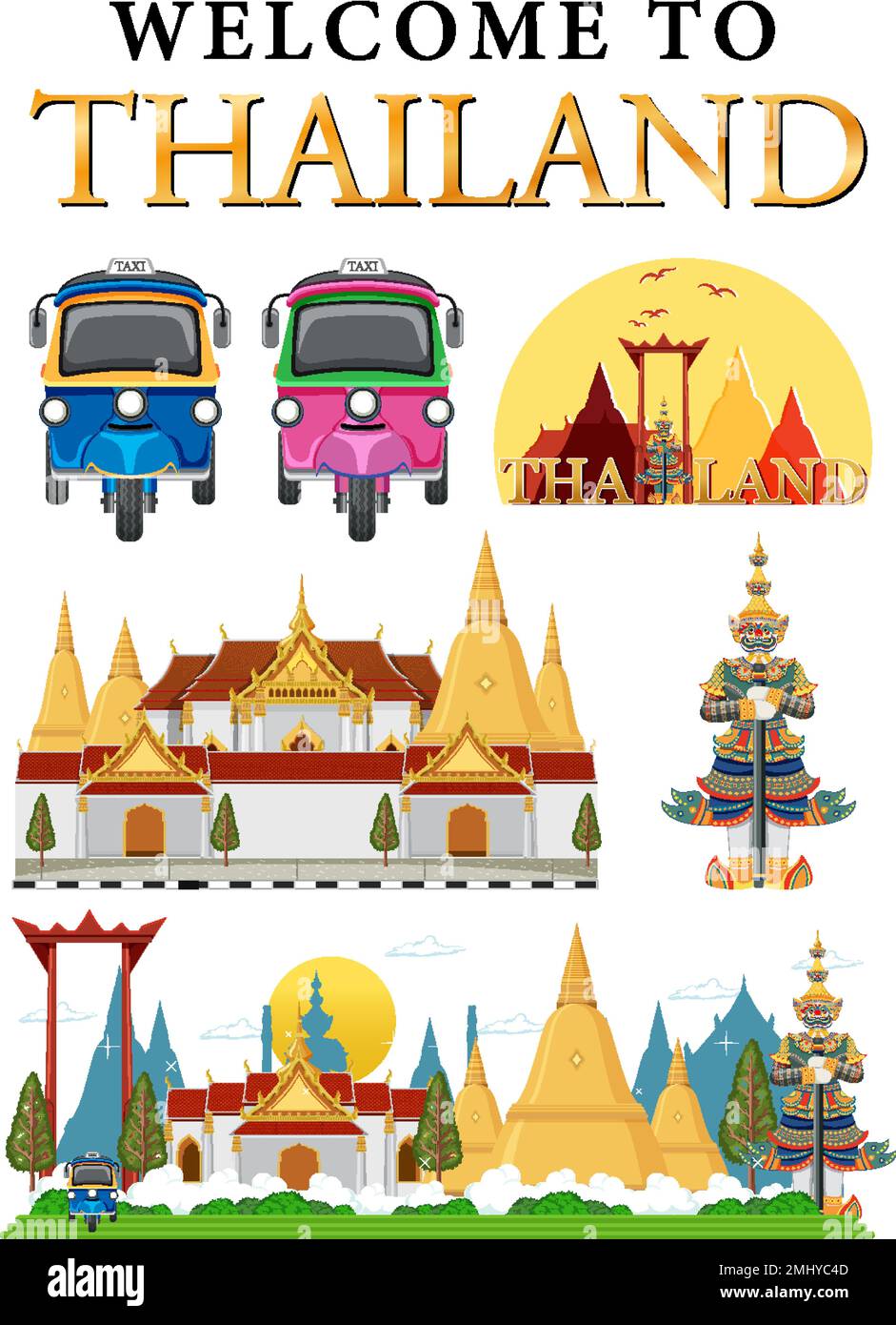 Bangkok Thailand Landmark Logo Banner illustration Stock Vector Image ...