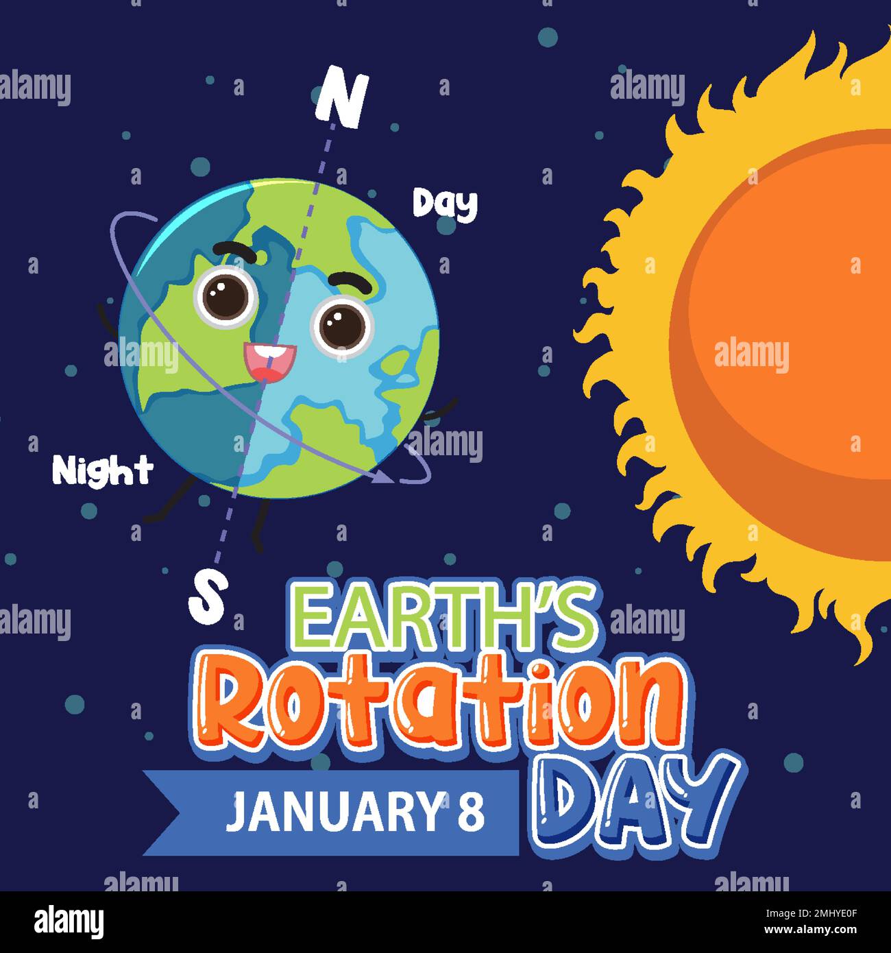 Earth Rotation Day Banner Design illustration Stock Vector Image & Art ...