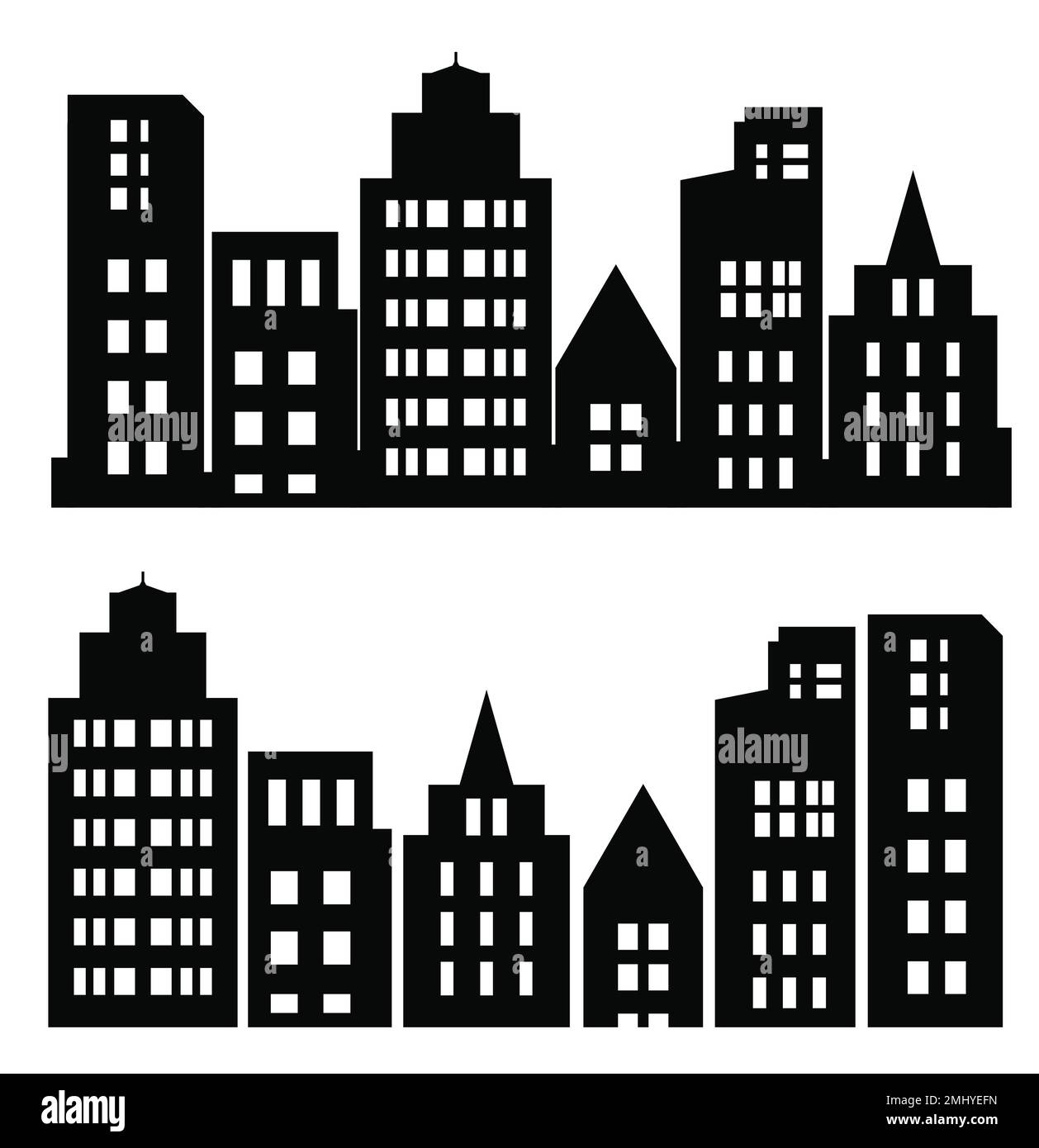 City buildings silhouette different construction vector set ...