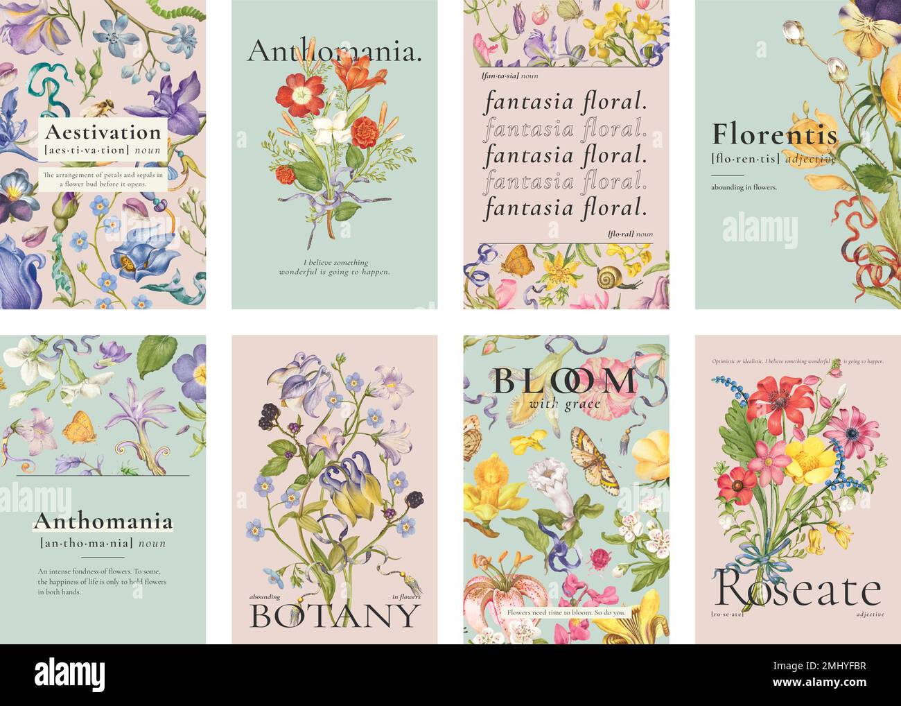 Editable beautiful floral template vector ad poster set Stock Vector ...