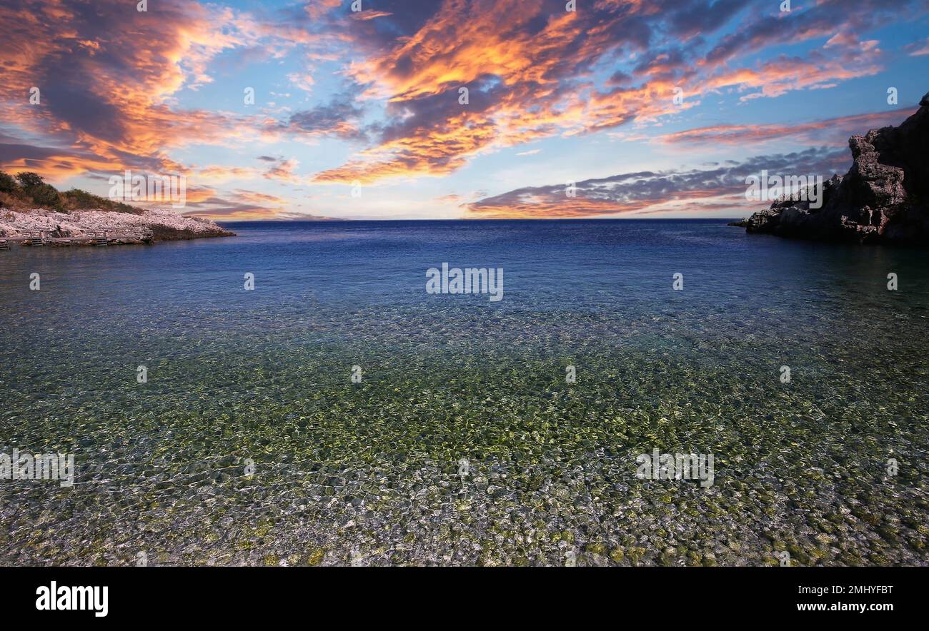 Pebble beach of Kokkala village, in magne, Peloponnese, Greece Stock ...