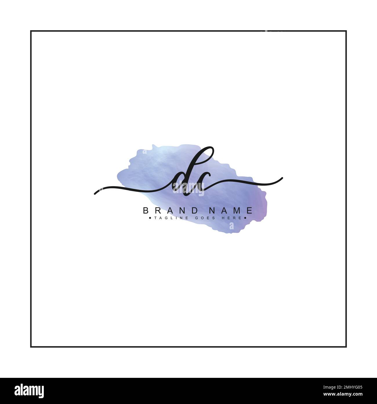 Initial Letter DC Vector Logo Template in Watercolor Signature Style ...