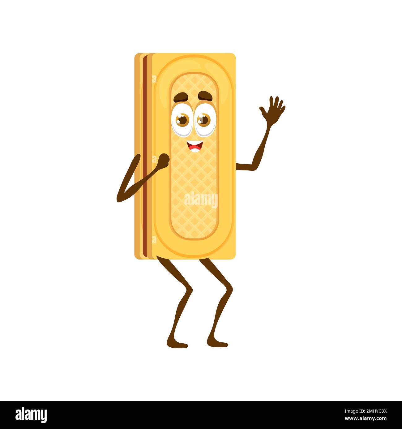 Cartoon cookie or waffle character. Vector appetizer, wafer with ...