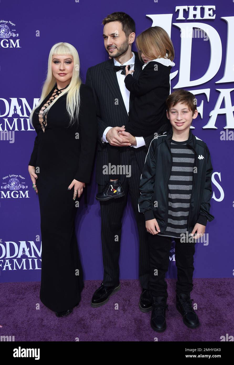 Christina Aguilera arrives with, from left, her husband Matthew Rutler ...