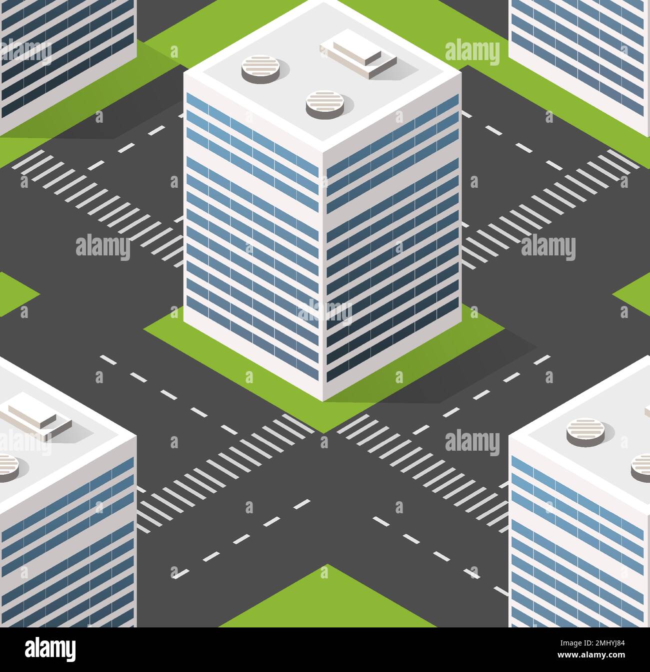 Seamless repeating pattern city isometric architecture business concept ...