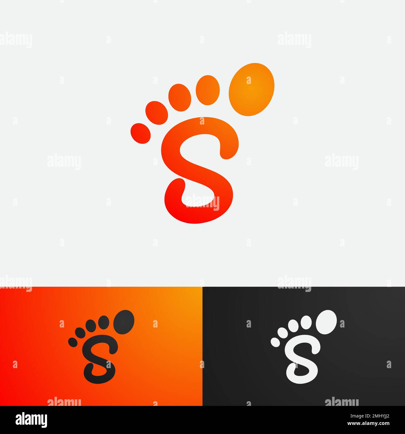 foot-shaped letter S logo template with gradient color for corporate ...