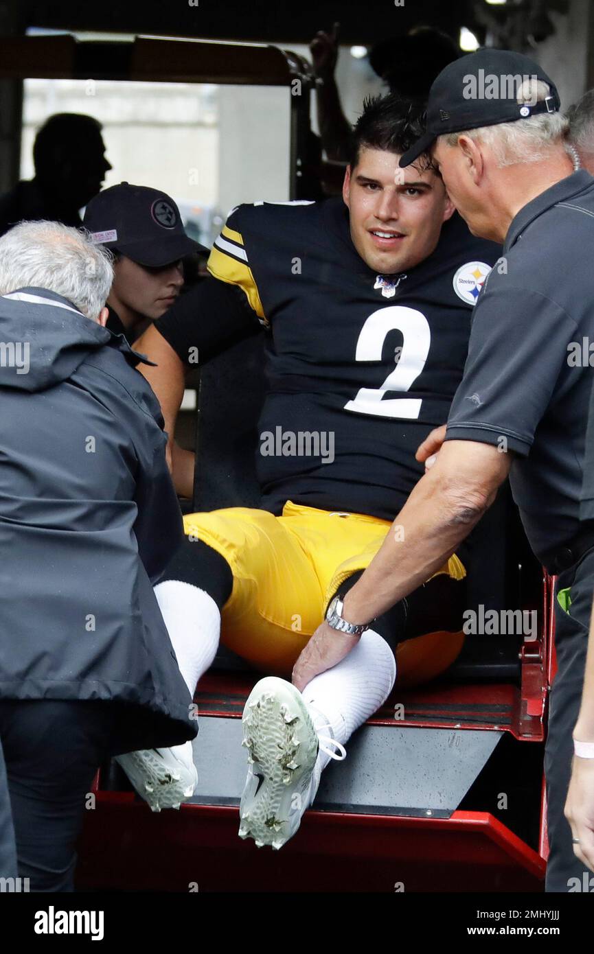 Pittsburgh Steelers quarterback Mason Rudolph (2) is helped from the ...