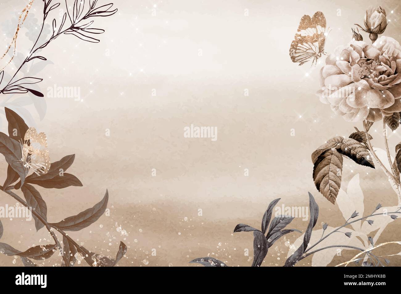 Flower background aesthetic border vector, remixed from vintage public ...