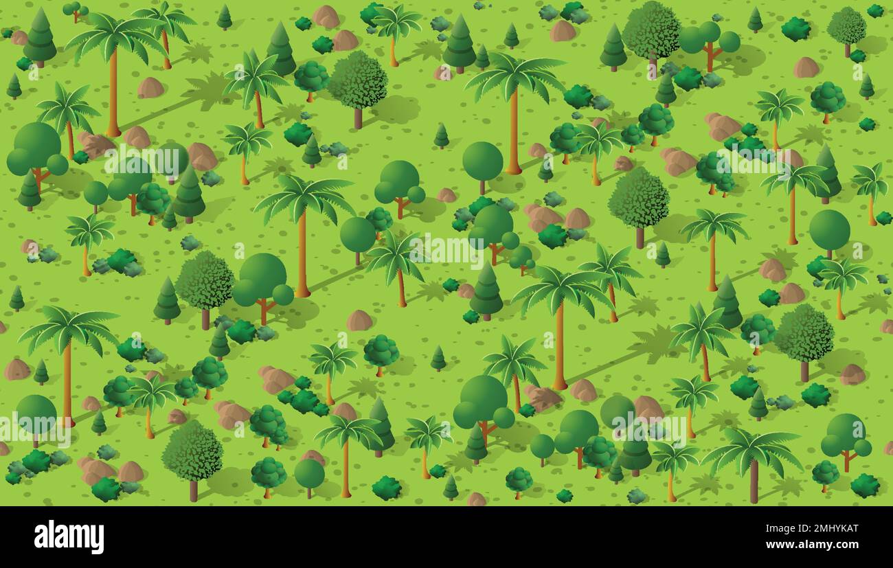 The seamless pattern is the background of the isometric forest park ...