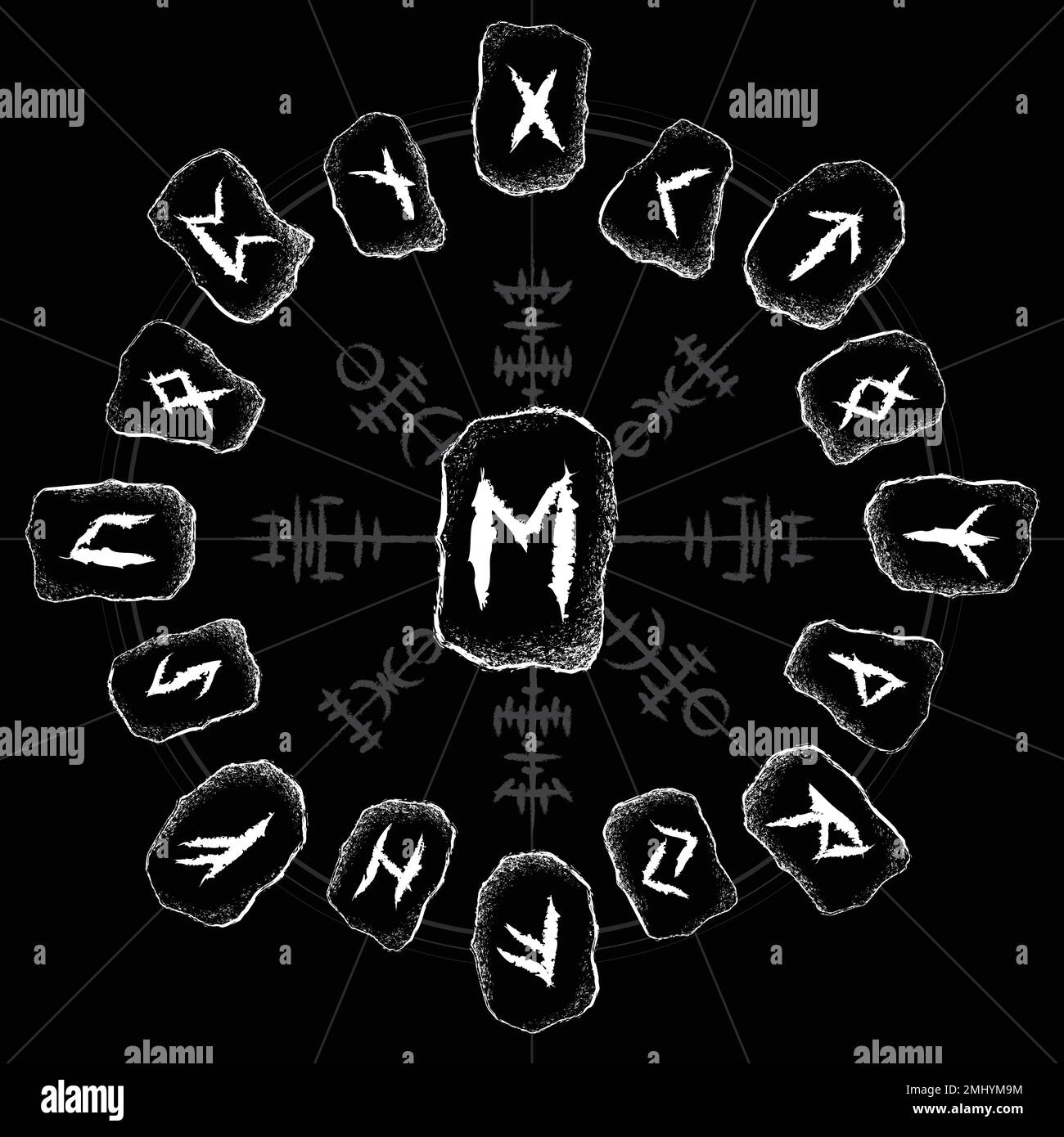 Viking runes black circle stones set Stock Vector Image & Art - Alamy