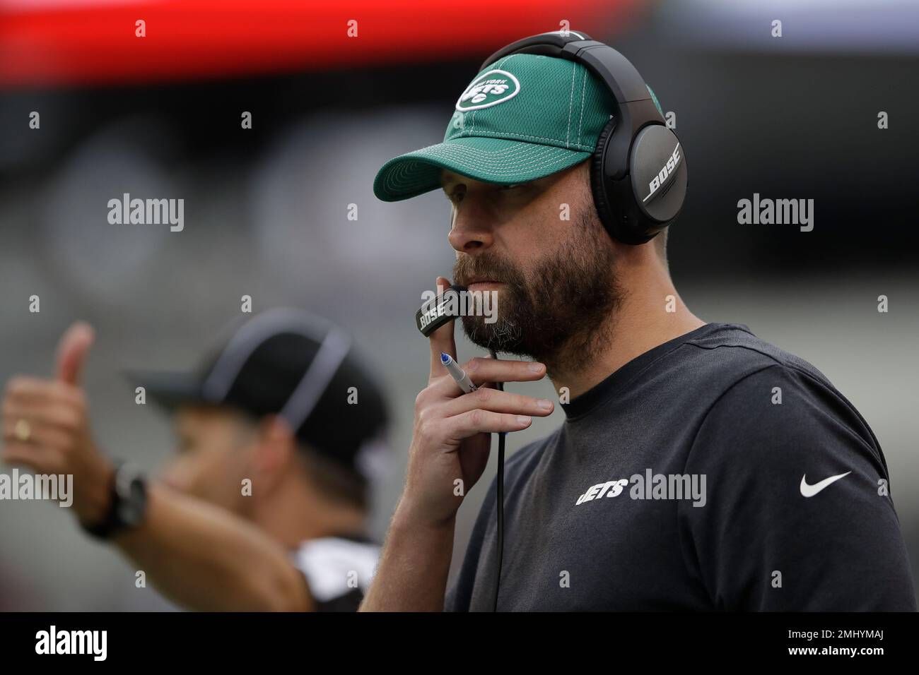 New York Jets' Adam Gase looks on from the sidelines during the first ...