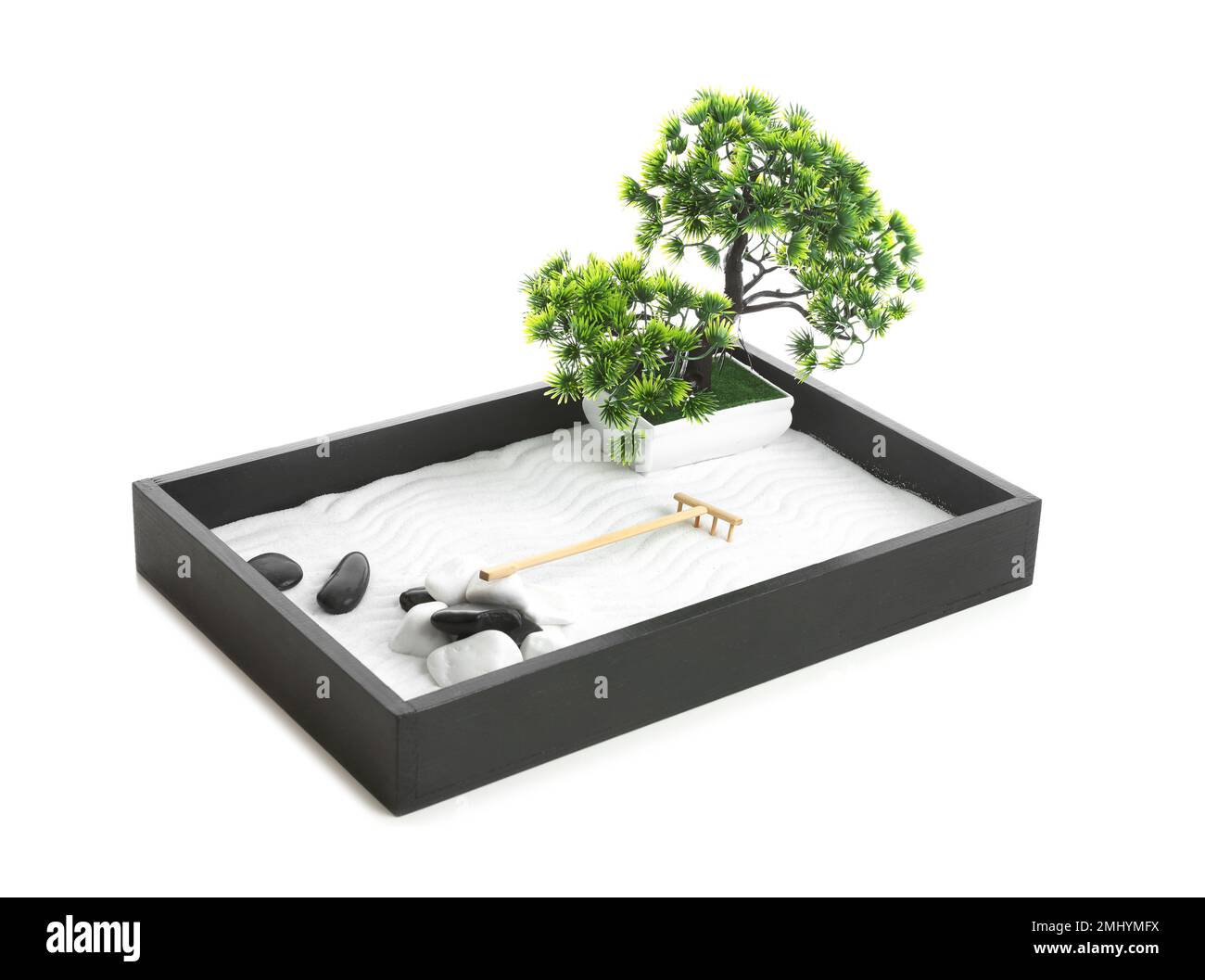 Beautiful miniature zen garden isolated on white Stock Photo - Alamy