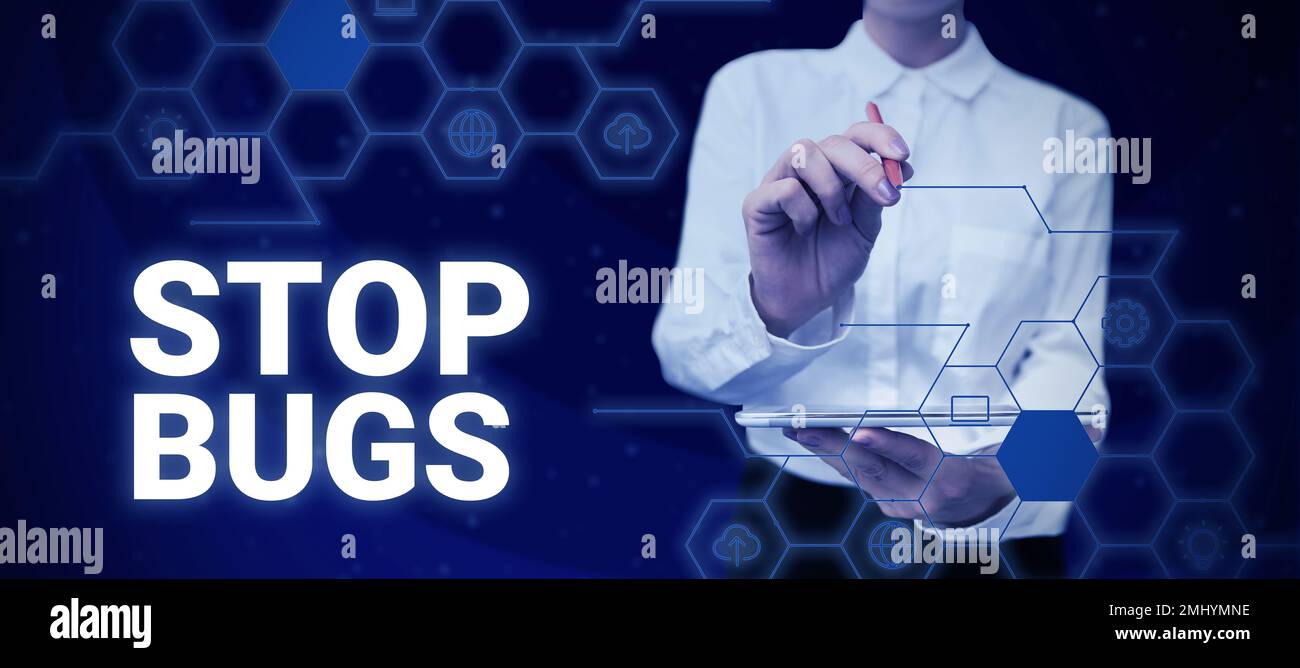 Inspiration showing sign Stop Bugs. Business showcase Get rid an insect ...