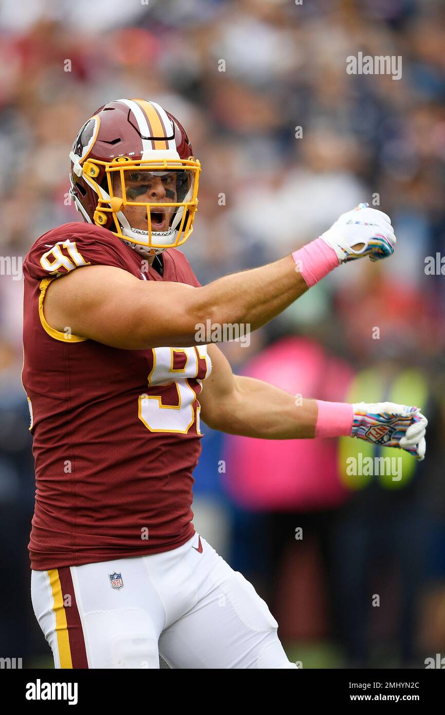 Washington Redskins outside linebacker Ryan Kerrigan (91) celebrates a ...